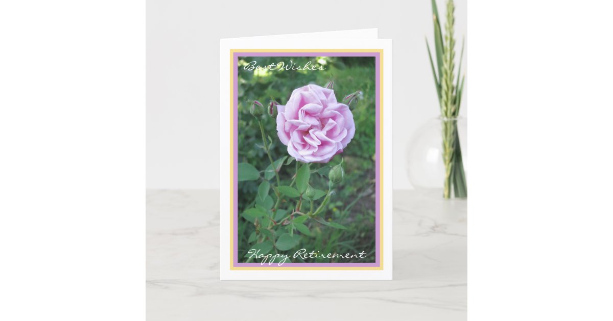 Happy Retirement Wishes Purple Pink Rose Elegant Card | Zazzle