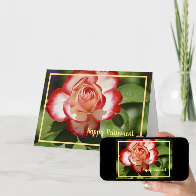 Happy Retirement Wishes Red White Rose Elegant Card | Zazzle
