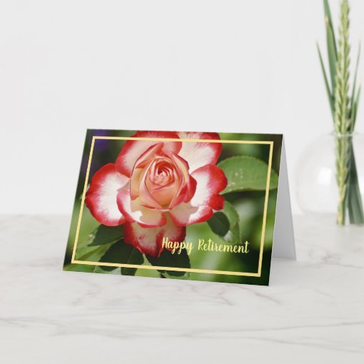 Happy Retirement Wishes Red White Rose Elegant Card | Zazzle