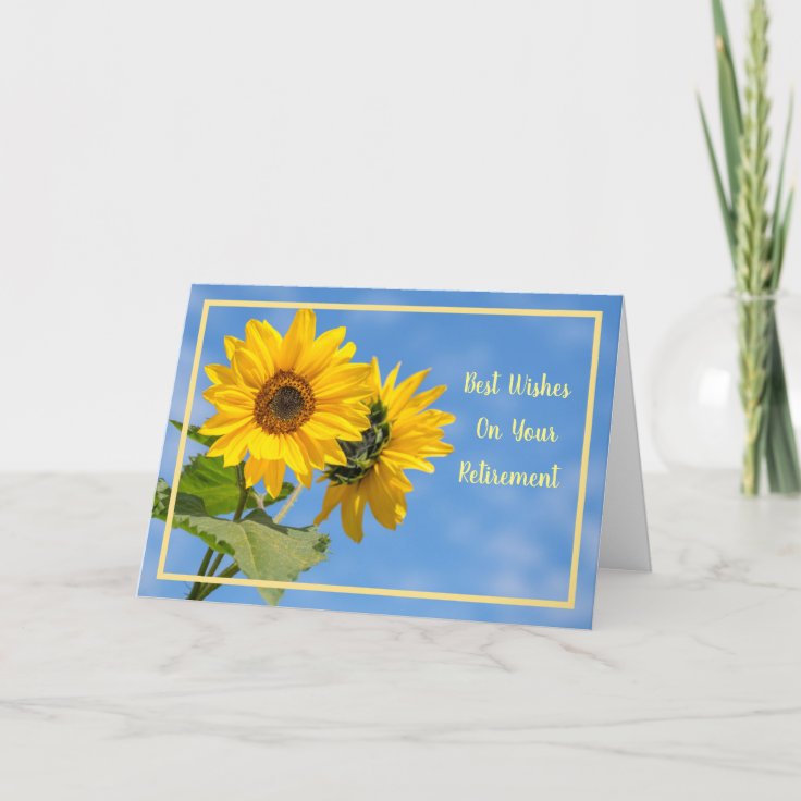 Happy Retirement Wishes Sunflowers Elegant Card | Zazzle