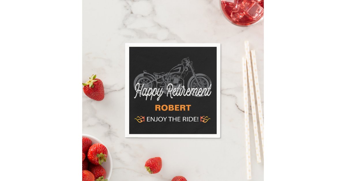 Happy Retirement with Motorcycle for Biker Napkins | Zazzle