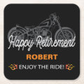 Happy Retirement with Motorcycle for Biker Square Paper Coaster | Zazzle