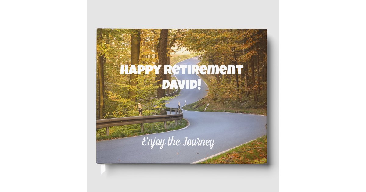 Happy Retirement with Road Photo Guest Book | Zazzle