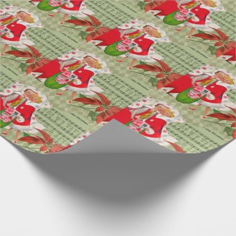 Happy Retro 1950s Christmas Couple Wrapping Paper | Zazzle