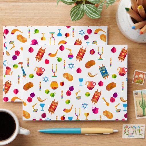 Happy Rosh Hashanah Jewish New Year Pattern Envelope | Zazzle