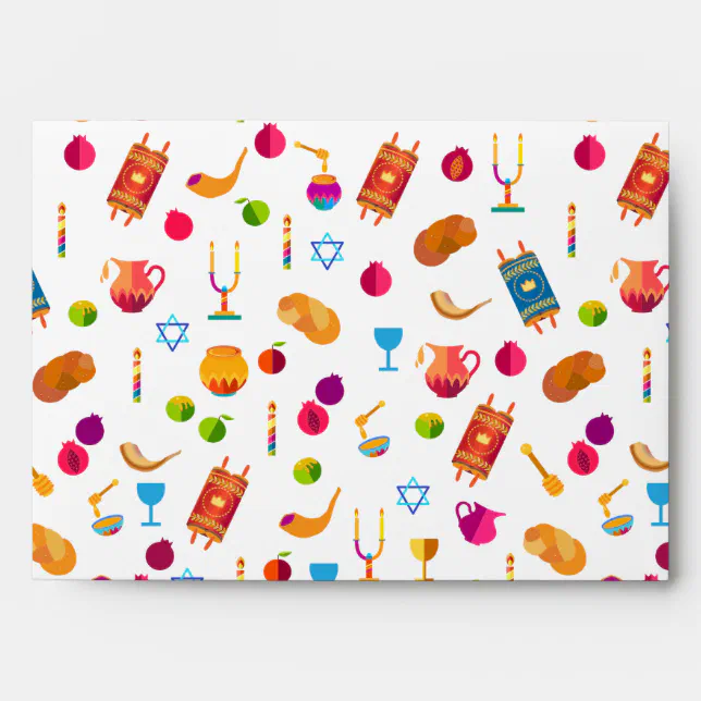 Happy Rosh Hashanah Jewish New Year Pattern Envelope | Zazzle
