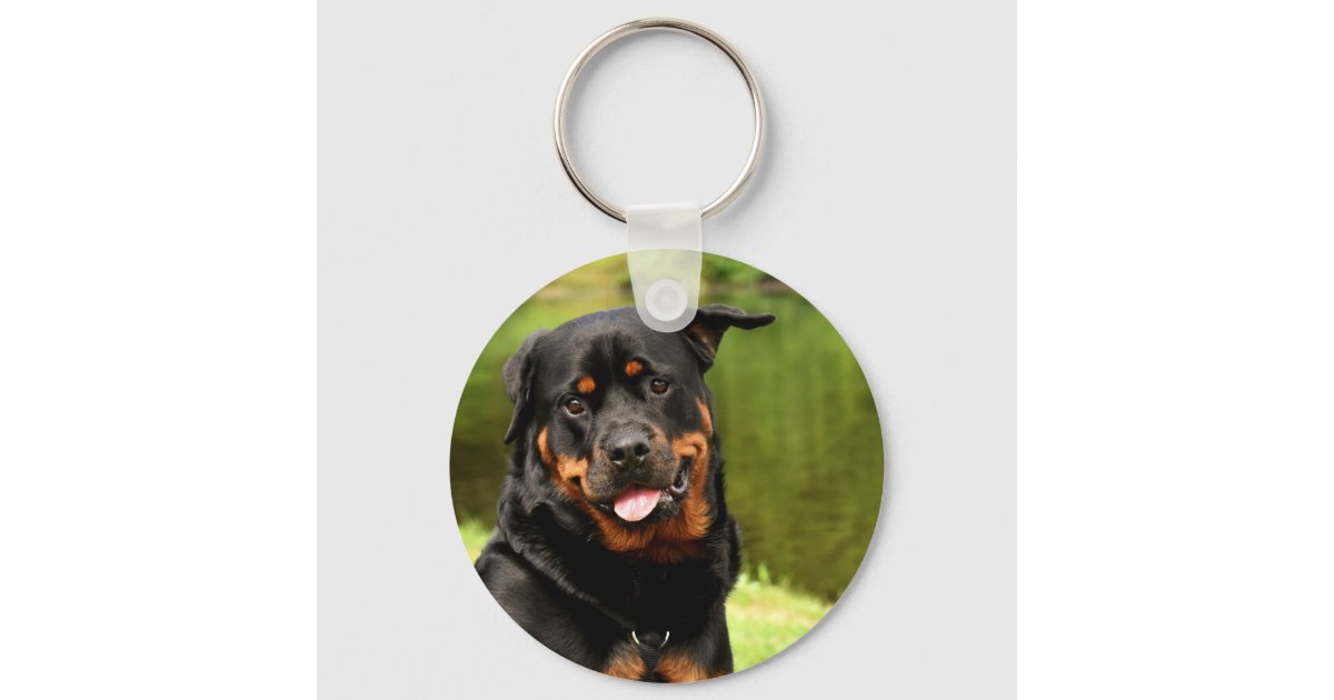 Happy Rottweiler Keychain | Zazzle