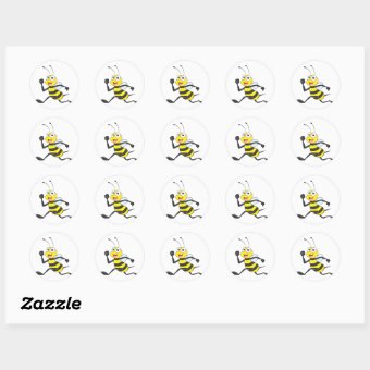 Happy Running Bee Classic Round Sticker | Zazzle