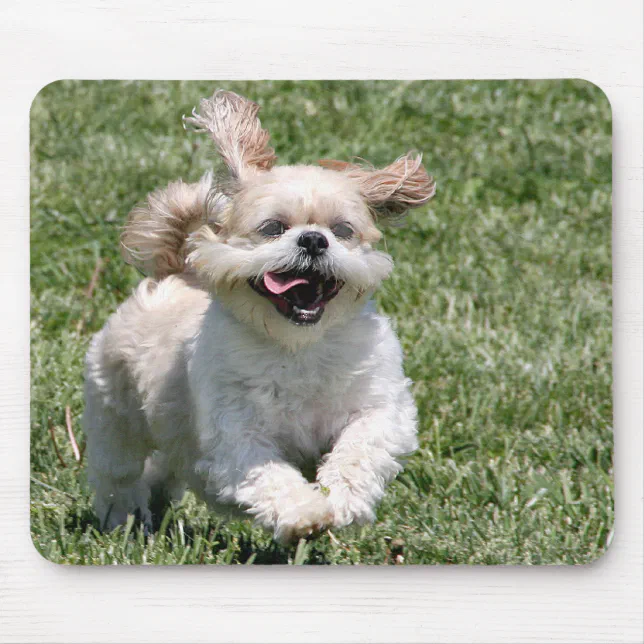 Happy running Shih Tzu Mouse Pad | Zazzle
