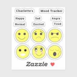 Happy Sad Angry Tired Normal Mood Faces Sticker | Zazzle