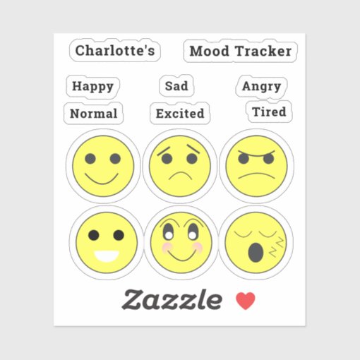 Happy Sad Angry Tired Normal Mood Faces Sticker | Zazzle