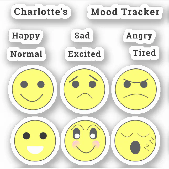 Happy Sad Angry Tired Normal Mood Faces Sticker | Zazzle