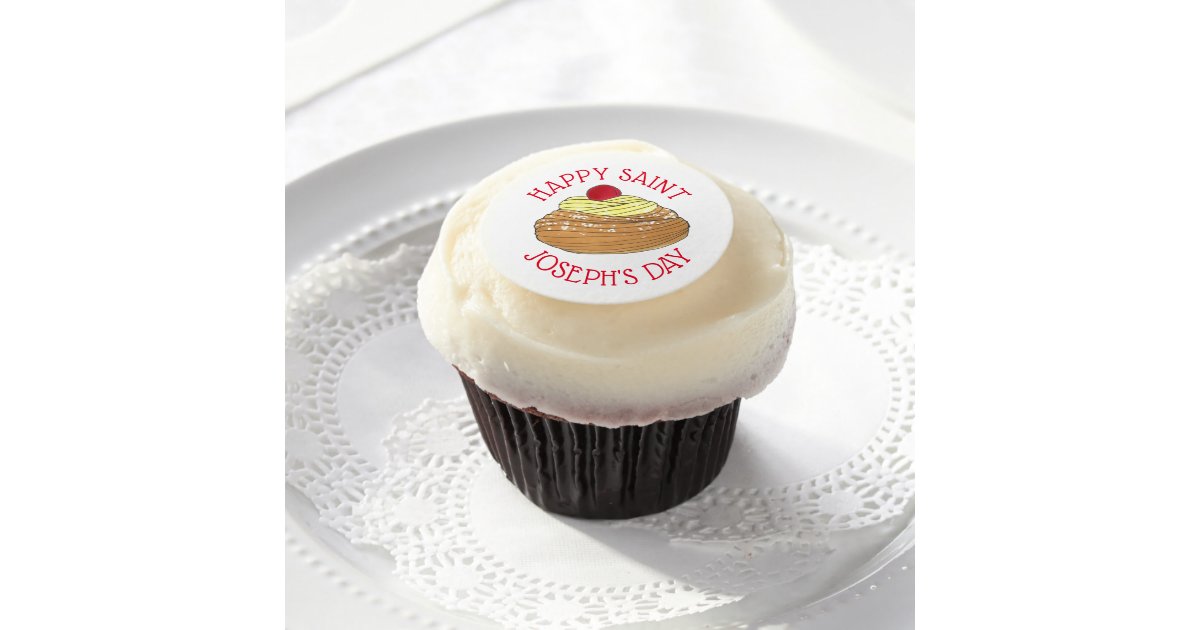 Happy Saint Joseph's Day Italian Pastry Zeppole Edible Frosting Rounds ...