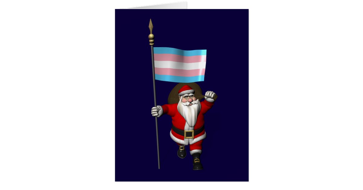 Happy Santa Claus Waves Transgender Pride Flag | Zazzle