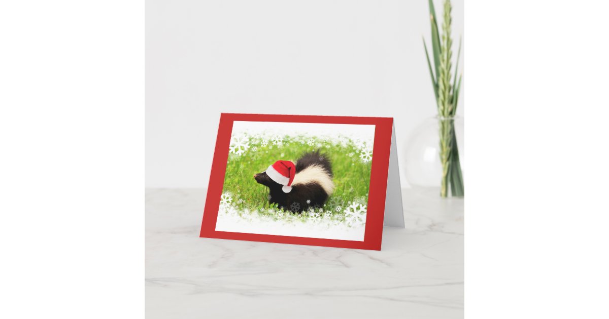 Happy Santa Skunk Christmas Holiday Card | Zazzle