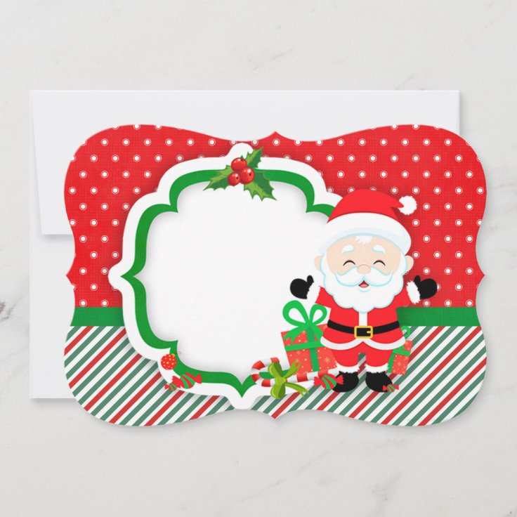 Happy Santa with gift Holiday Card | Zazzle