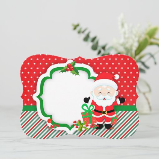Happy Santa with gift Holiday Card | Zazzle