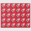 Happy Santa wrapping paper on red | Zazzle