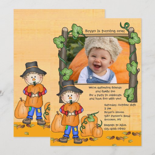 Happy Scarecrow Photo Invitation | Zazzle
