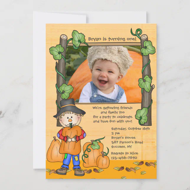 Happy Scarecrow Photo Invitation | Zazzle