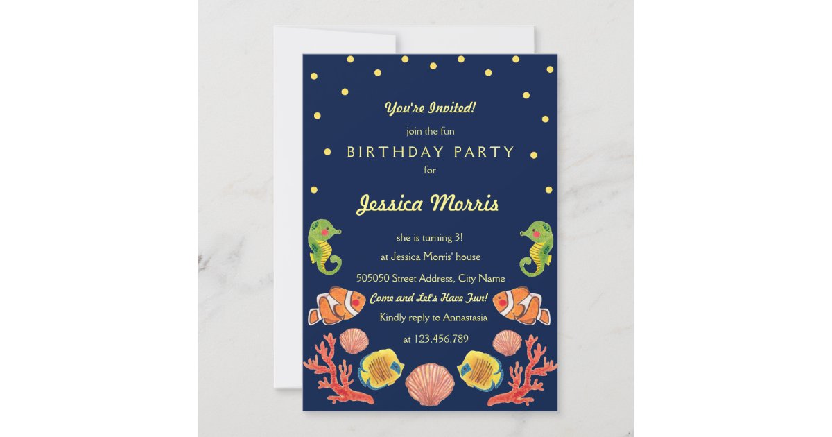 Happy Sea Animal Kids Birthday Party Invitation | Zazzle