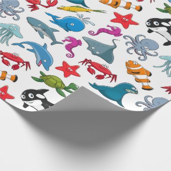 Happy Sea Creatures Wrapping Paper | Zazzle