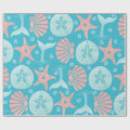 Happy Seashore | Nautical Beach Seashell Christmas Wrapping Paper | Zazzle