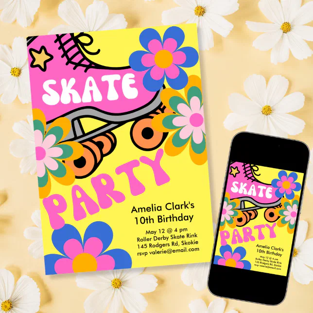 Happy Skate Party Invitation | Zazzle