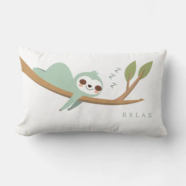 Happy Sloth Relax Lumbar Pillow | Zazzle
