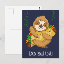 Happy Sloth Taco Bout Love Valentine Postcard | Zazzle