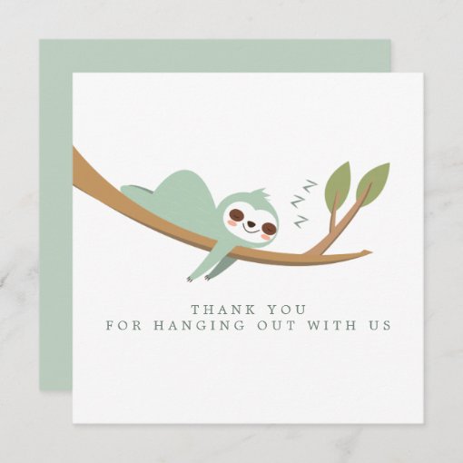 Happy Sloth Thank You Card | Zazzle