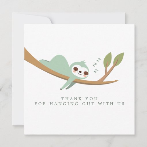 Happy Sloth Thank You Card | Zazzle