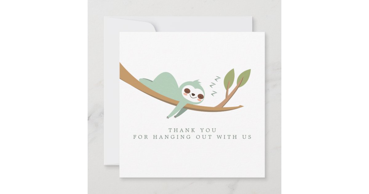 Happy Sloth Thank You Card | Zazzle