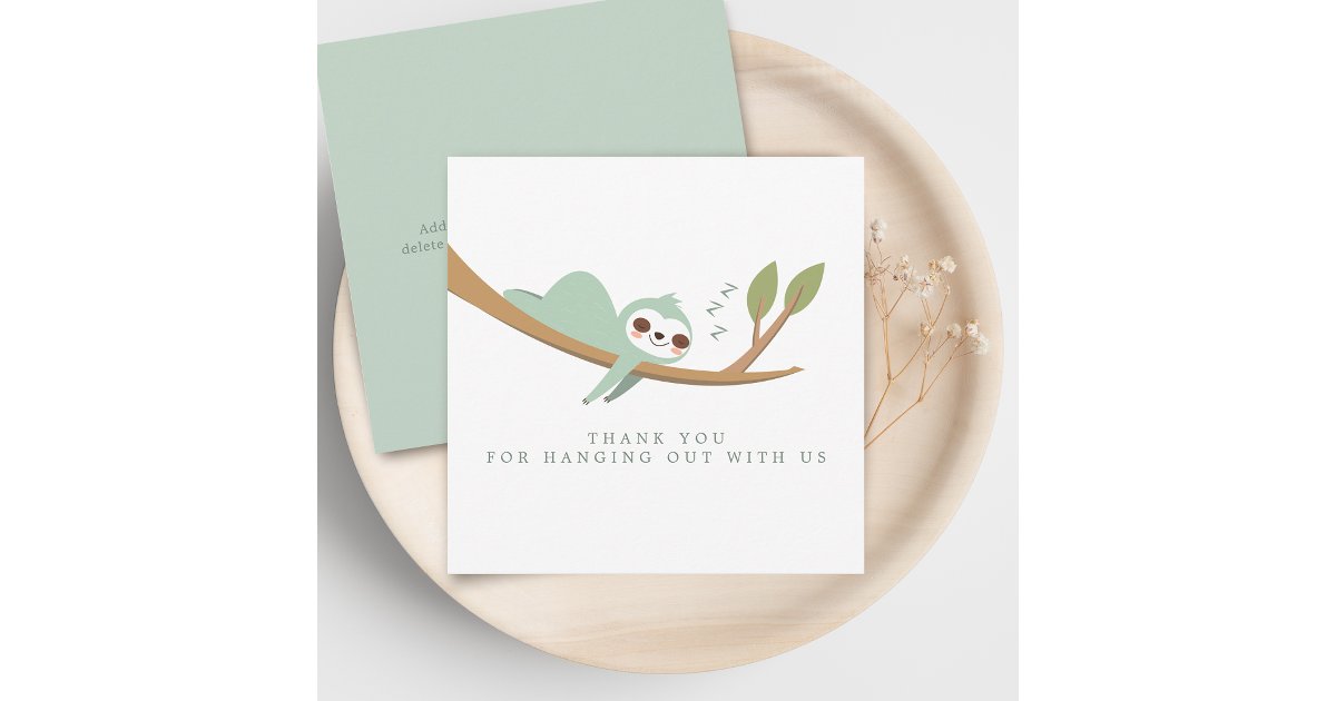 Happy Sloth Thank You Card | Zazzle