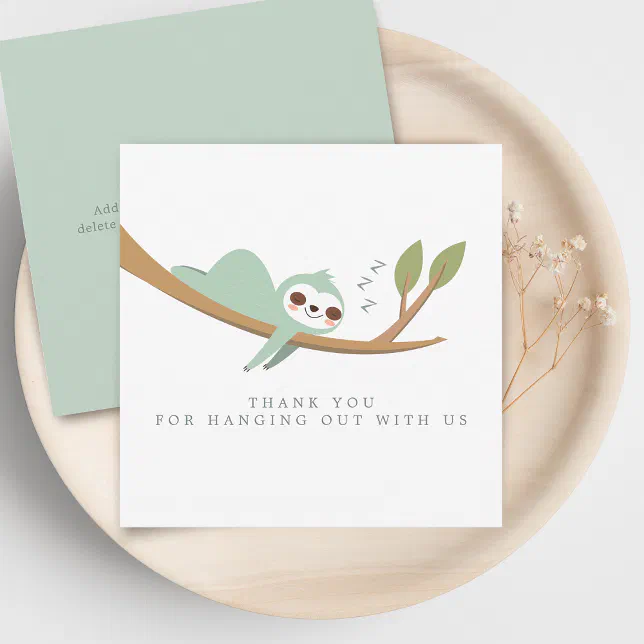 Happy Sloth Thank You Card | Zazzle