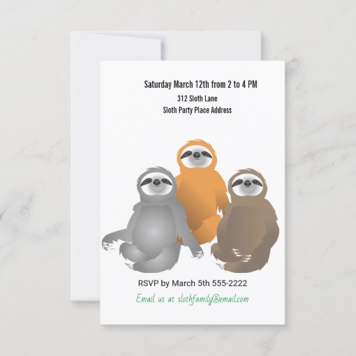 Happy Sloths Birthday Party Invitation | Zazzle