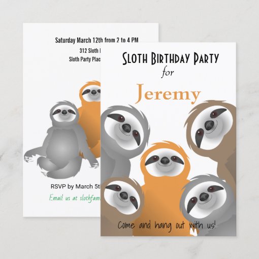 Happy Sloths Birthday Party Invitation | Zazzle
