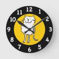 Happy Smiling Cat as a Fun Cartoon Illustration Round Clock | Zazzle