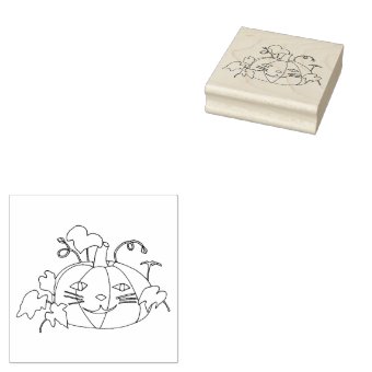 Happy Smiling Cat Face Pumpkin Rubber Stamps | Zazzle