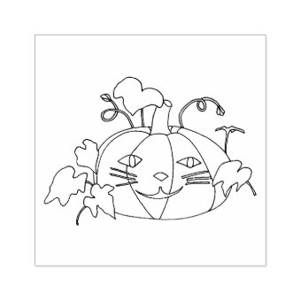 Happy Smiling Cat Face Pumpkin Rubber Stamps | Zazzle
