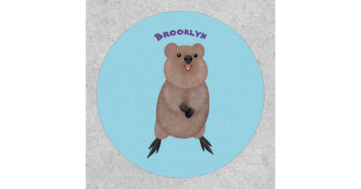 Happy smiling cute quokka cartoon design patch | Zazzle