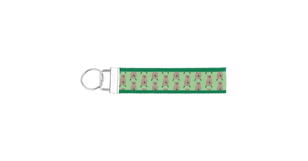 Happy smiling cute quokka cartoon design wrist keychain | Zazzle