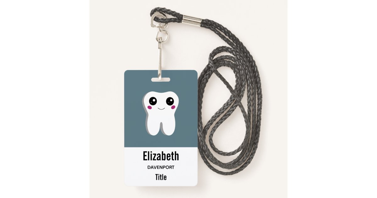 Happy Smiling Dental Tooth Cute Badge | Zazzle