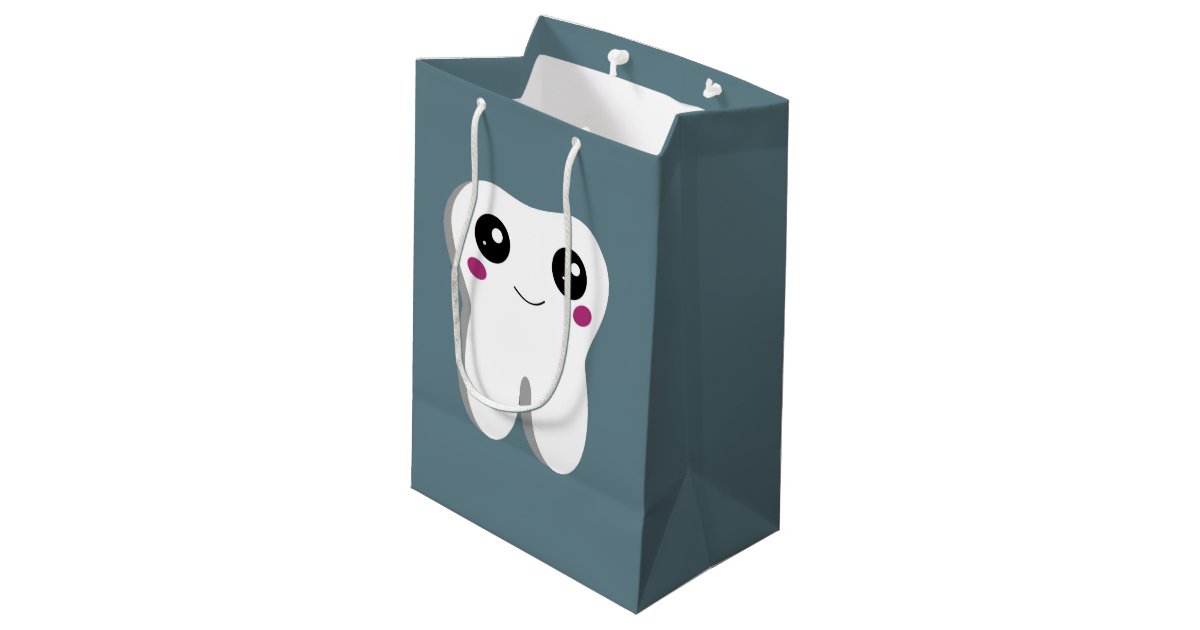 Happy Smiling Dental Tooth Cute Medium Gift Bag | Zazzle