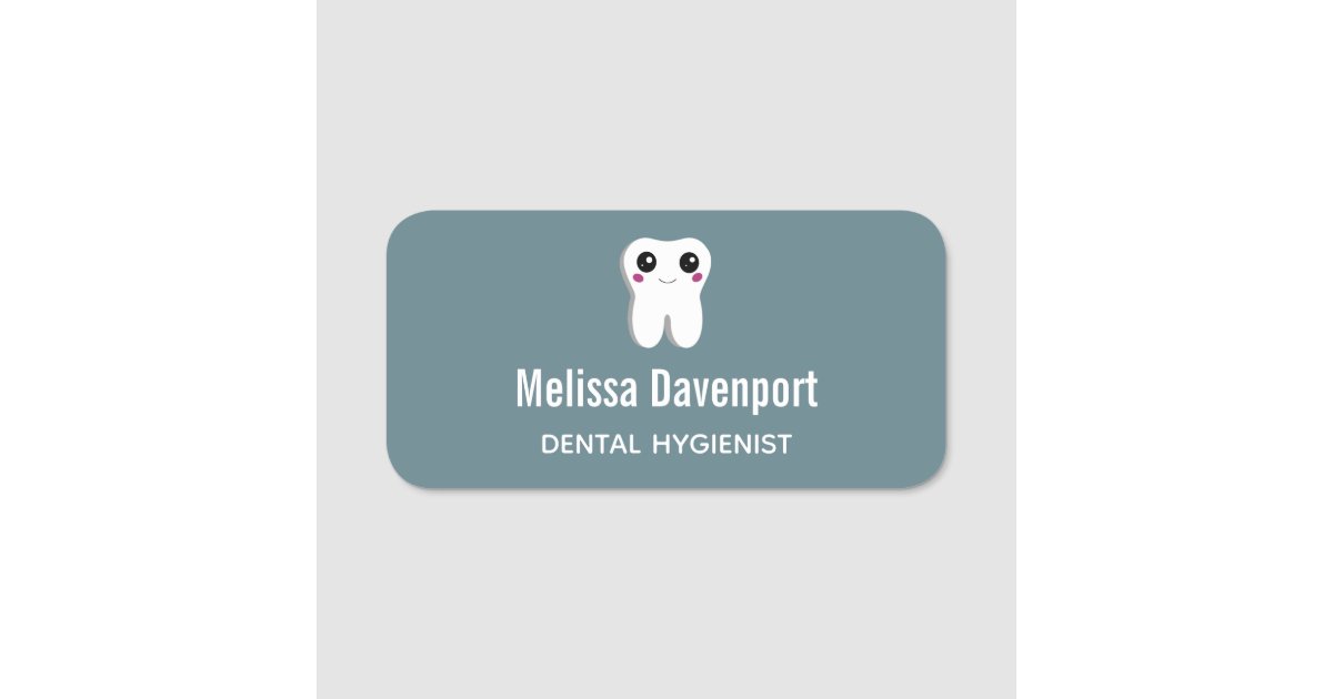 Happy Smiling Dental Tooth Cute Name Tag | Zazzle
