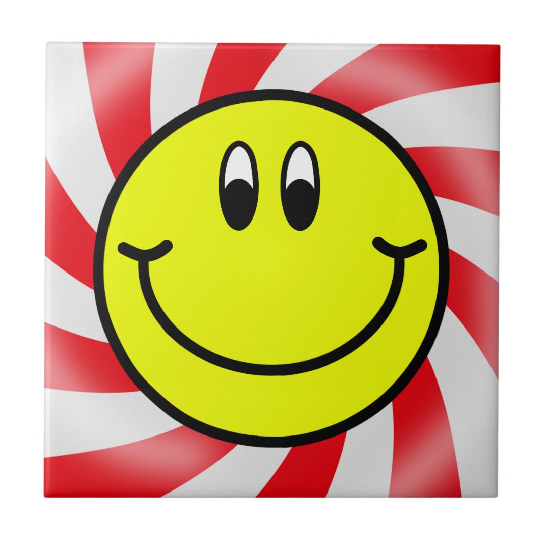 Happy Smiling Face Emoji Red Ceramic Photo Tile | Zazzle