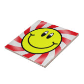 Happy Smiling Face Emoji Red Ceramic Photo Tile | Zazzle