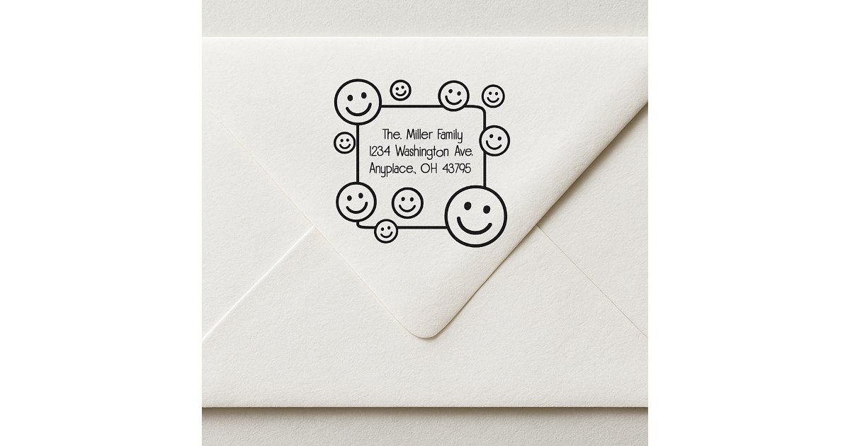 Happy Smiling Faces Address Self Inking Stamp | Zazzle