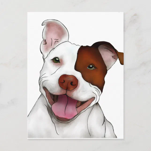 Happy Smiling Pitbull Postcard | Zazzle