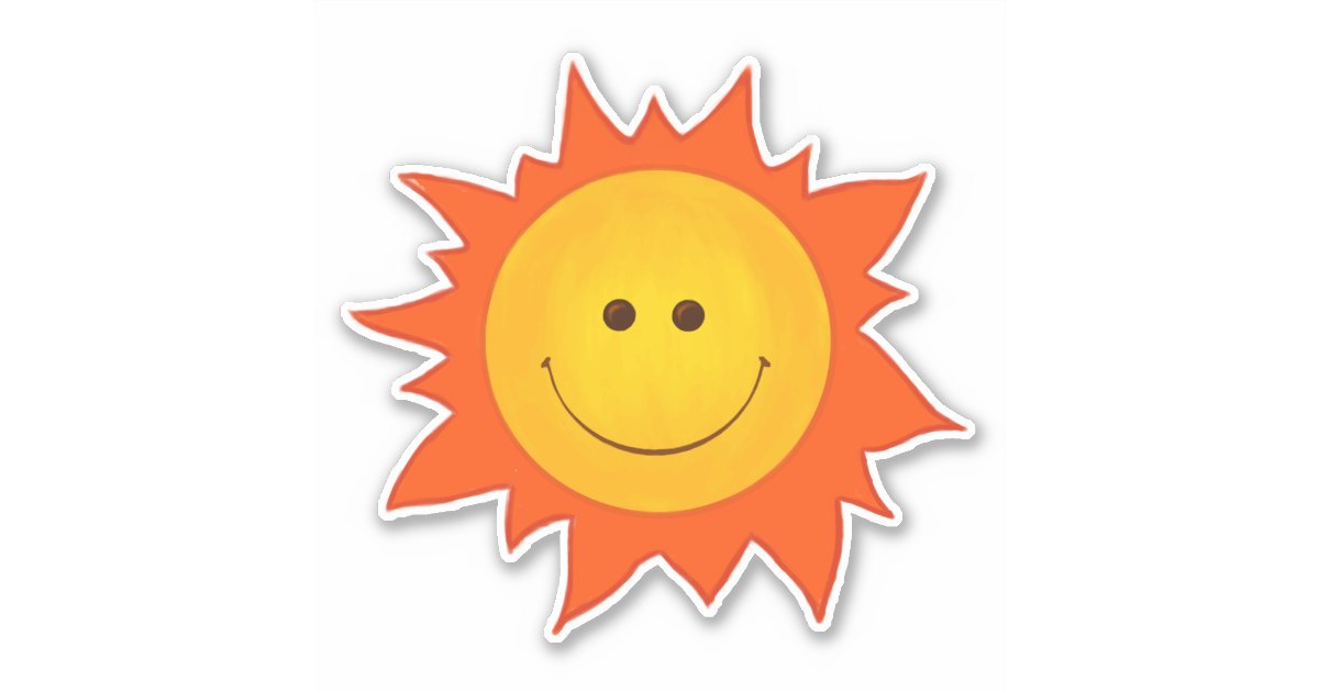 Happy Smiling Sun Character Sticker | Zazzle